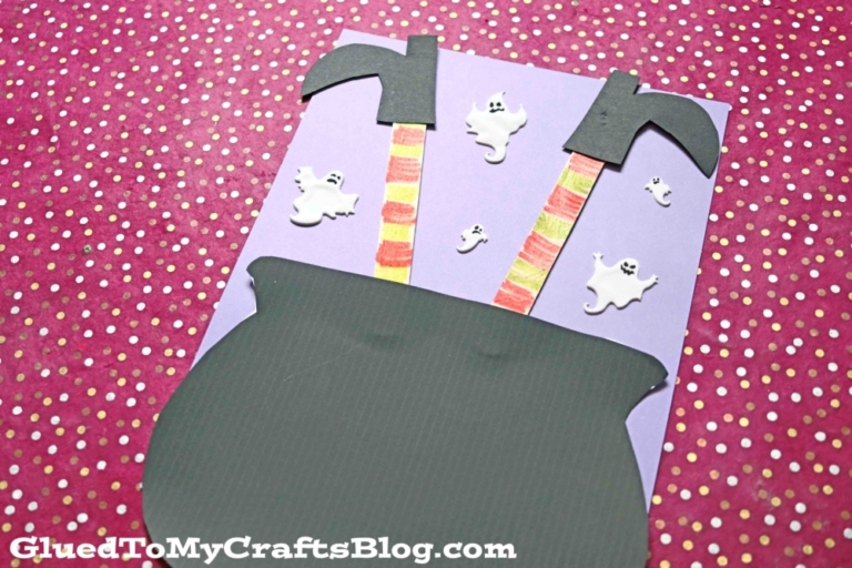 Popsicle Stick Witch Legs In Paper Cauldron