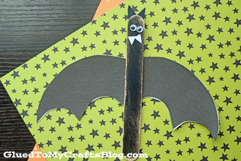 Popsicle Stick Bat Puppet Craft Idea