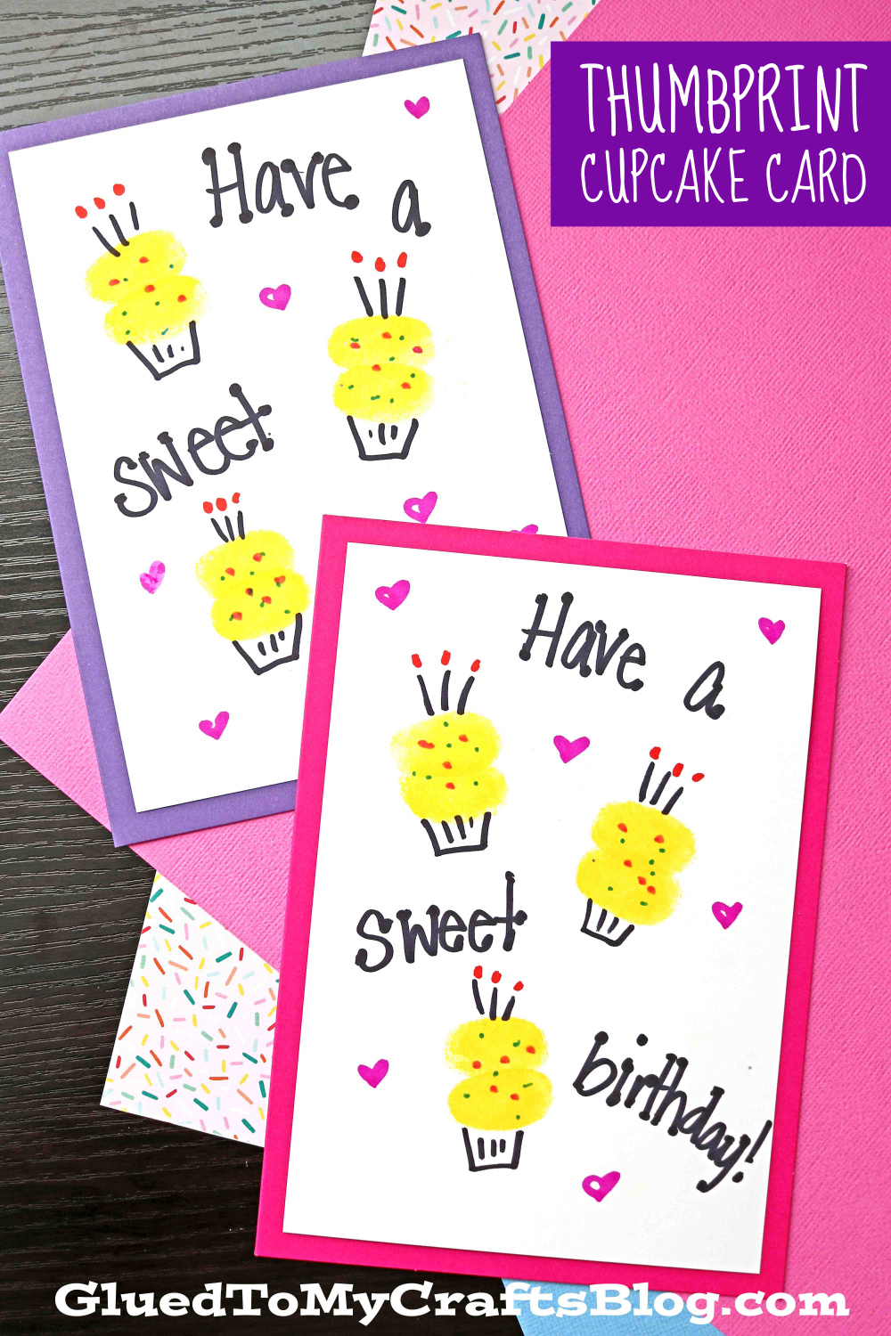 Thumbprint Cupcake Birthday Card Craft Idea