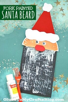Fork Painted Santa Beard Craft For Christmas