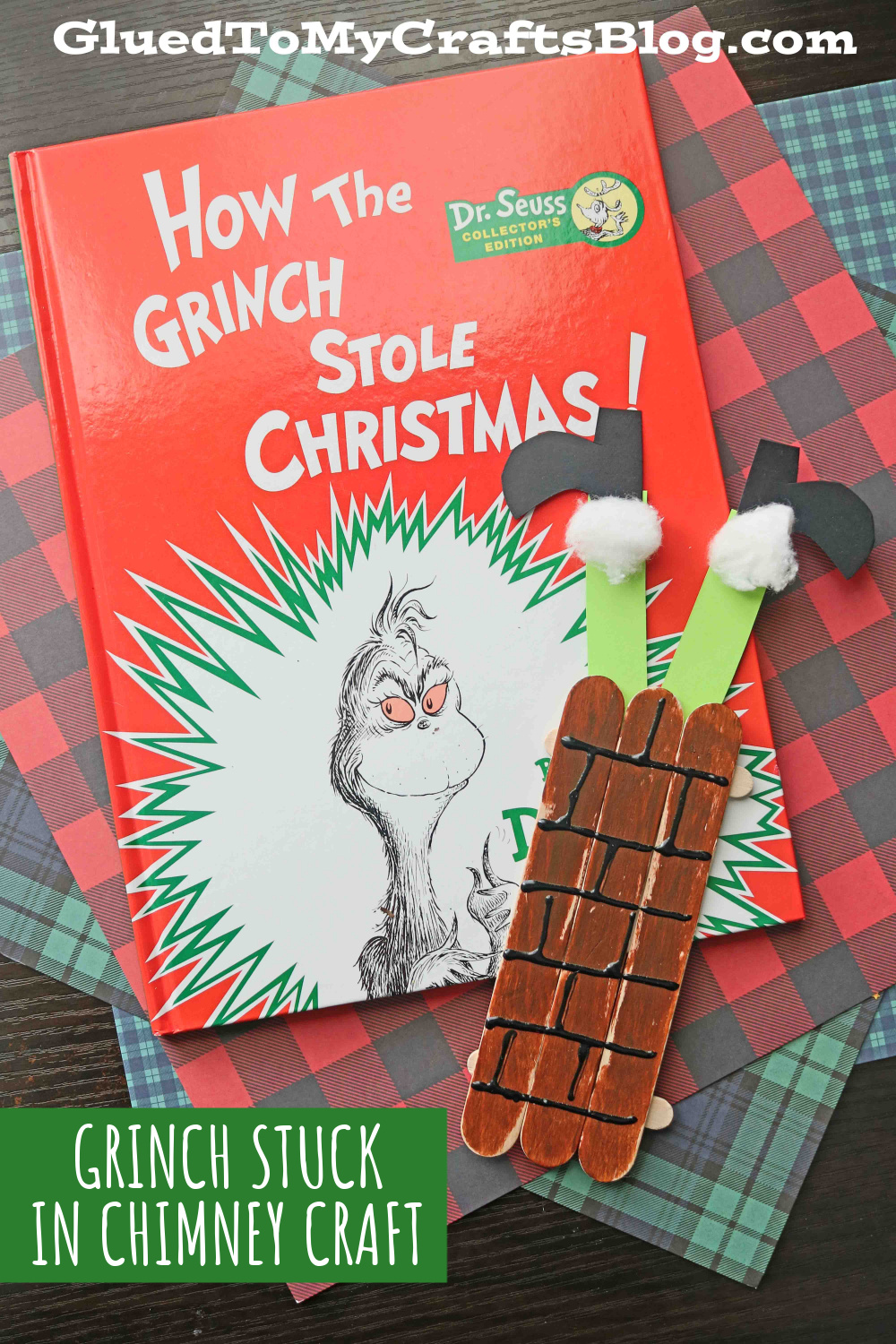 Popsicle Stick Grinch Stuck In Chimney Craft Idea