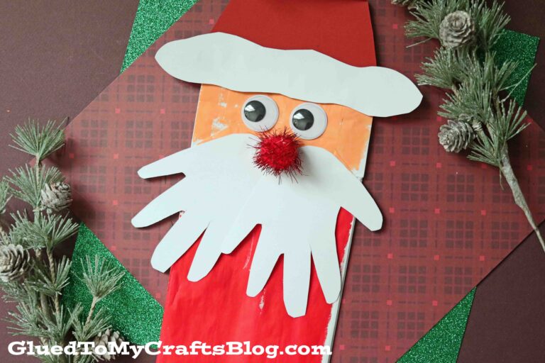 Paper Bag Santa Puppet w/Handprint Beard Craft