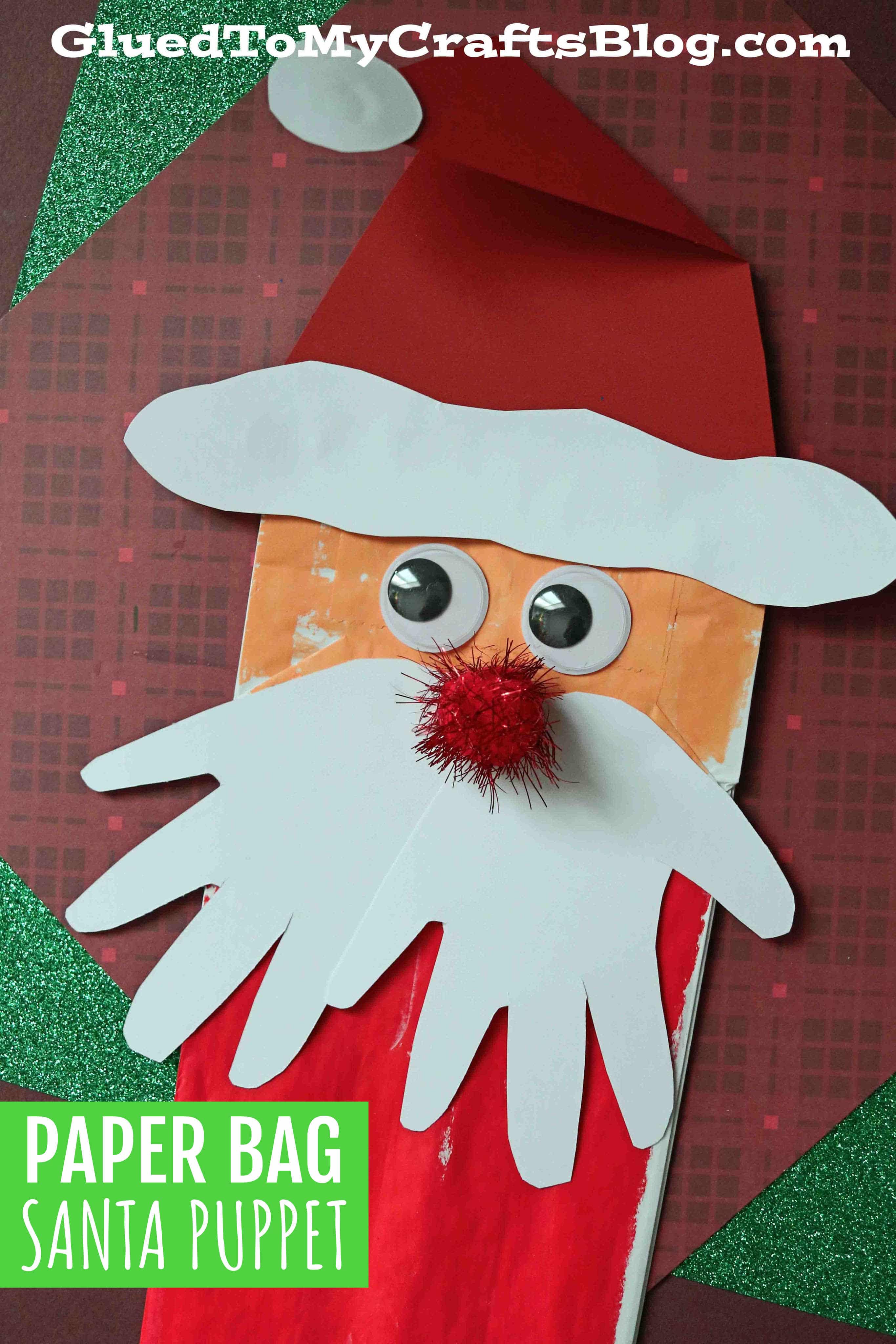 Paper Bag Santa Puppet w/Handprint Beard Craft