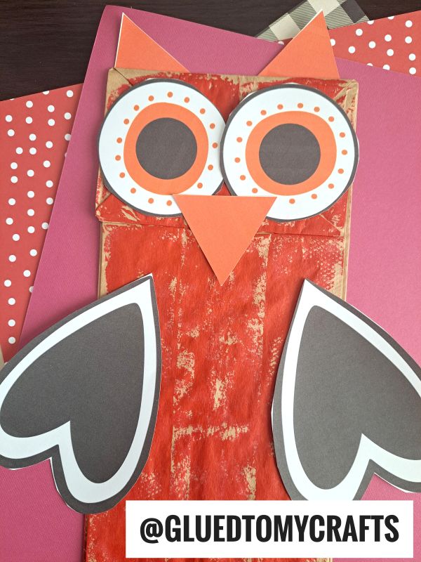 Paper Bag Owl Puppet For Valentine's Day