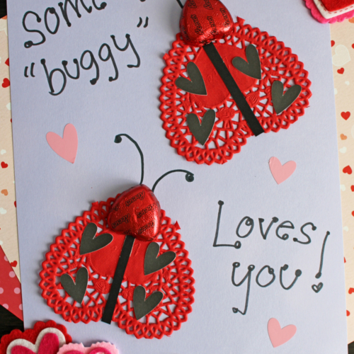 Paper Heart Doily Ladybug Valentine's Day Card