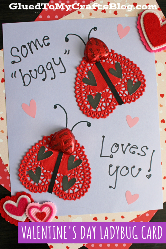 Paper Heart Doily Ladybug Valentine's Day Card