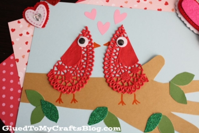 Paper Heart Doily Love Bird Craft Idea For Kids
