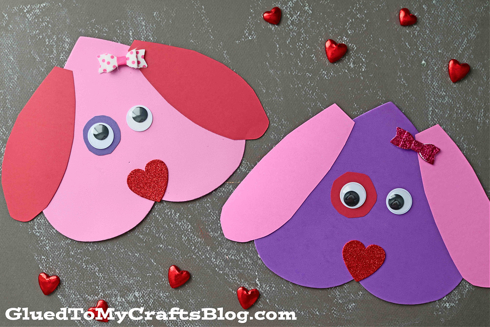 Craft Foam Heart Valentine Puppies