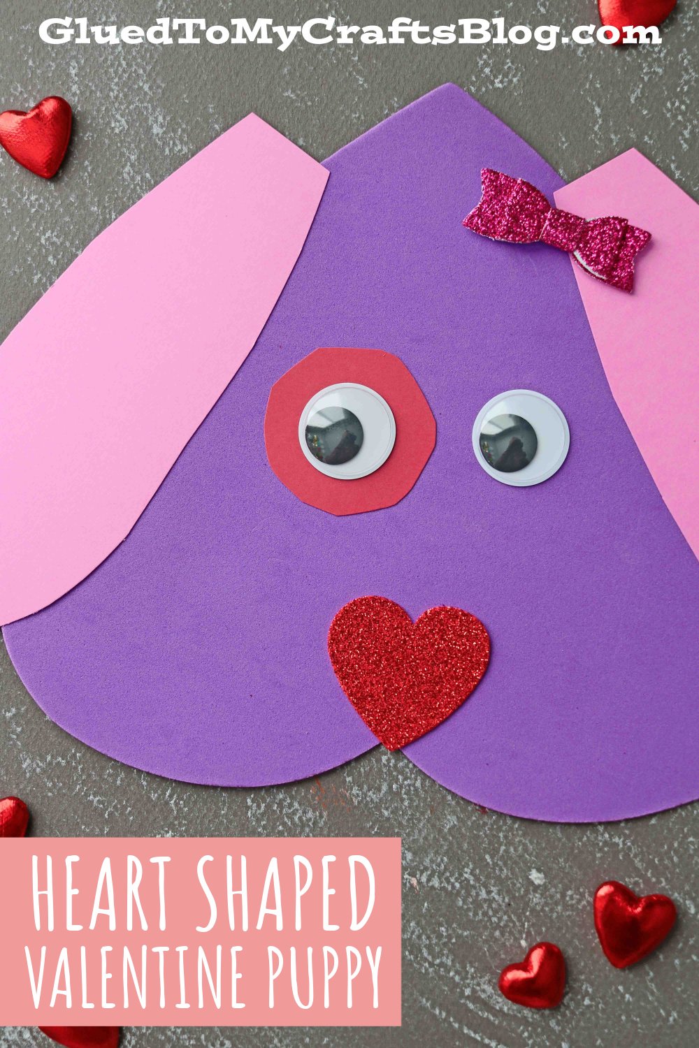 Craft Foam Heart Valentine Puppies