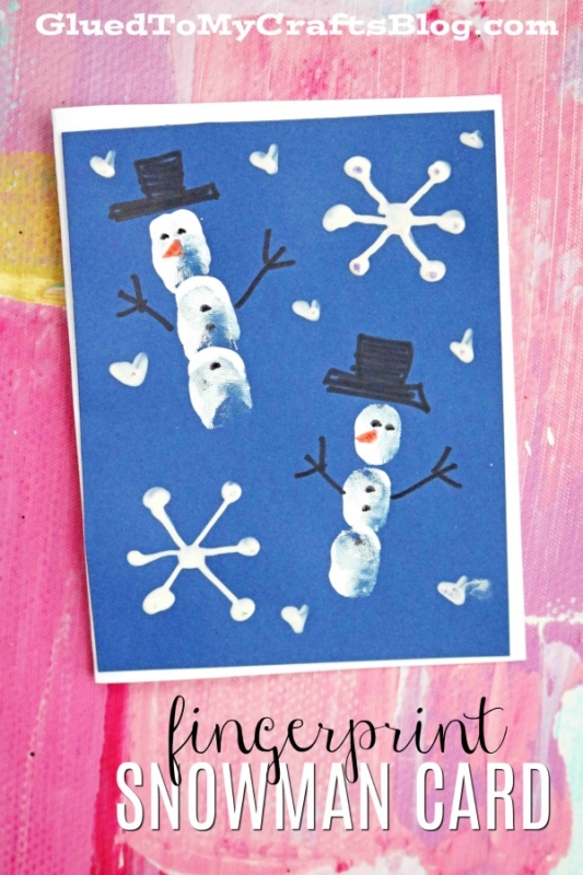 Fingerprint Snowman Card Craft Idea