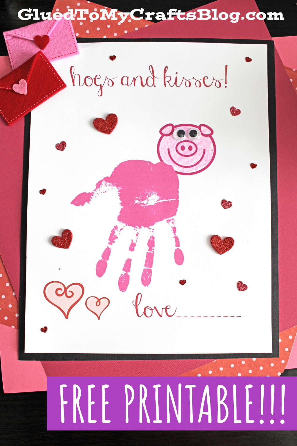 "Hogs & Kisses" Handprint Pig Keepsake