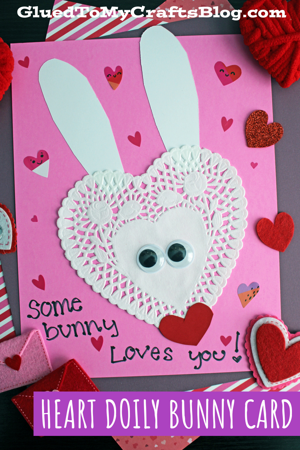 Paper Heart Doily Bunny Card