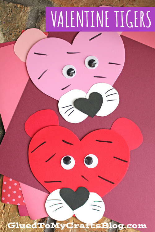 Craft Foam Heart Valentine Tigers