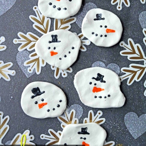 Modeling Clay Melted Snowmen Ornaments