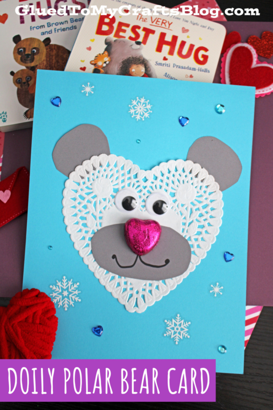 Paper Doily Polar Bear Valentine Card