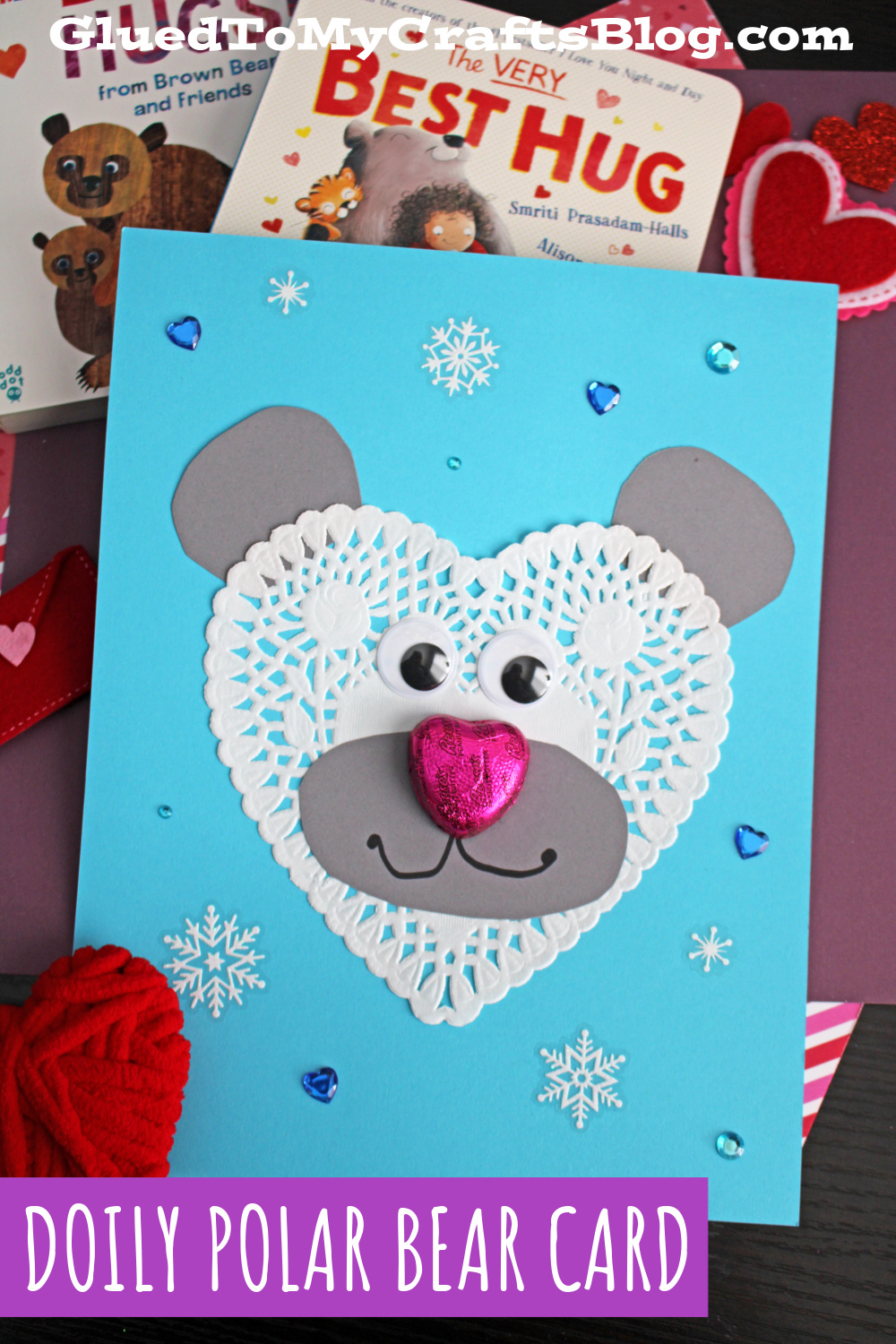 Paper Doily Polar Bear Valentine Card