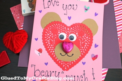 Paper Doily Bear Valentine's Day Cards