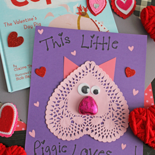 Paper Heart Doily Pig Card Craft Idea