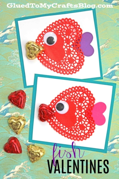 Paper Doily Fish Valentine's Day Cards