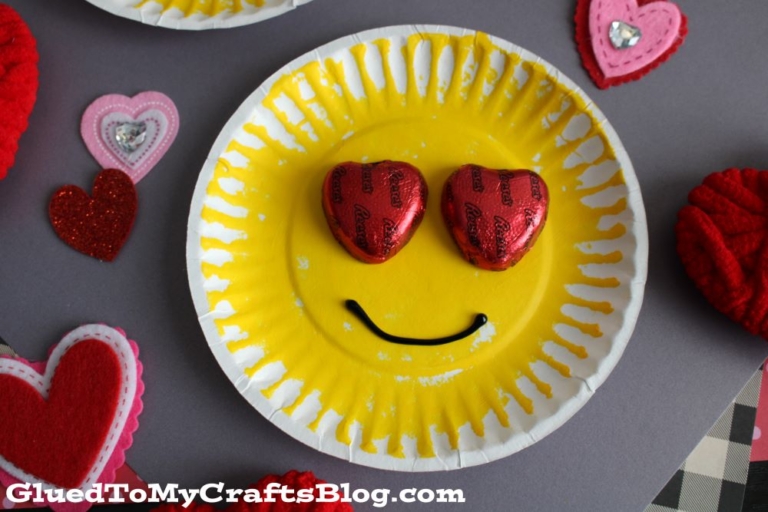 Paper Plate Heart Emoji Craft Idea For Kids