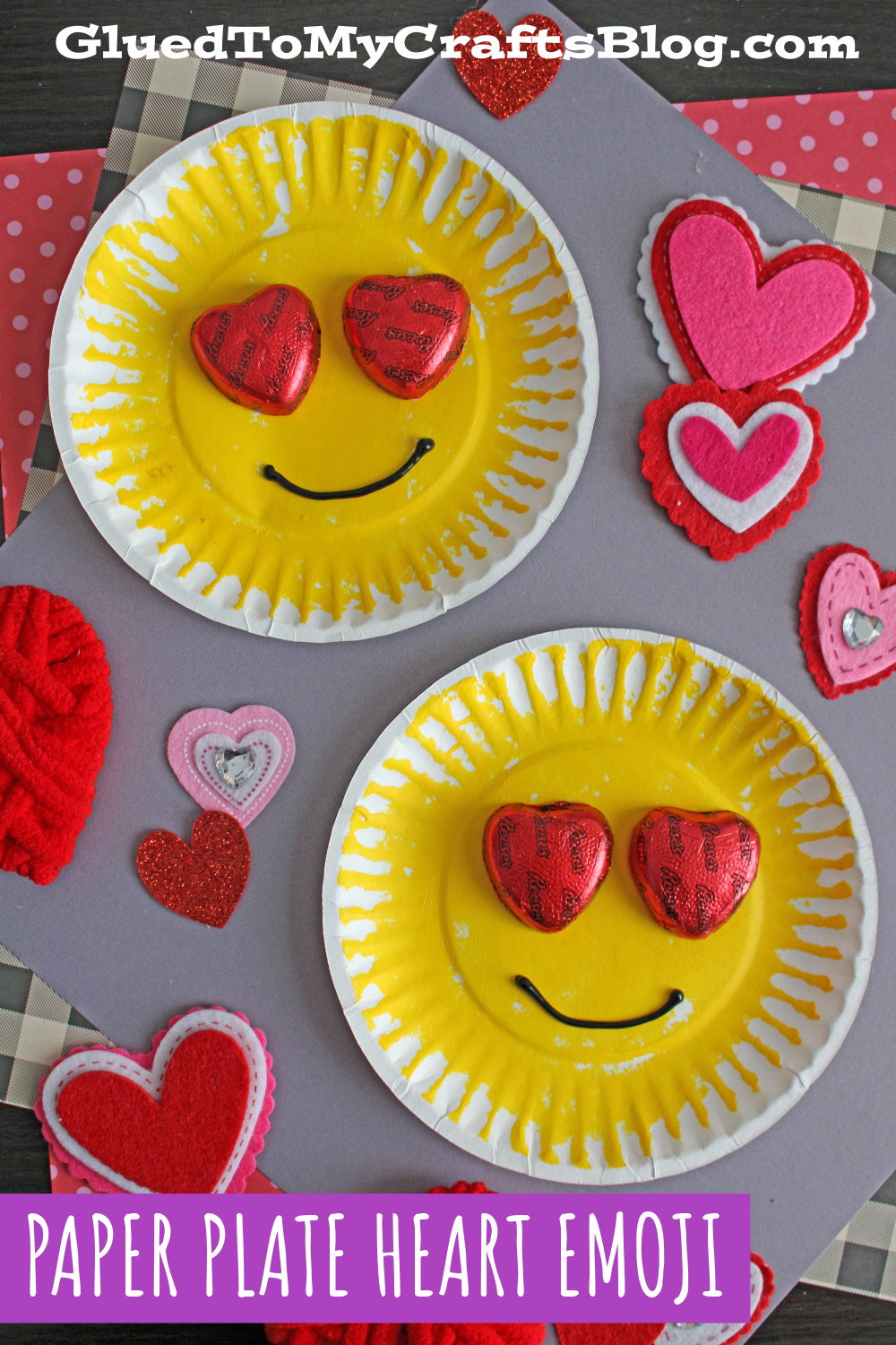 Paper Plate Heart Emoji Craft Idea For Kids