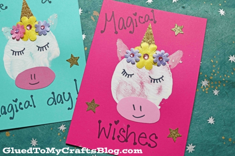 Potato Stamped Unicorn Card Craft Idea