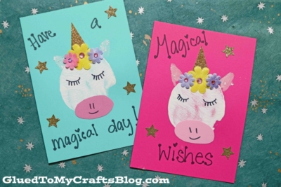 Potato Stamped Unicorn Card Craft Idea