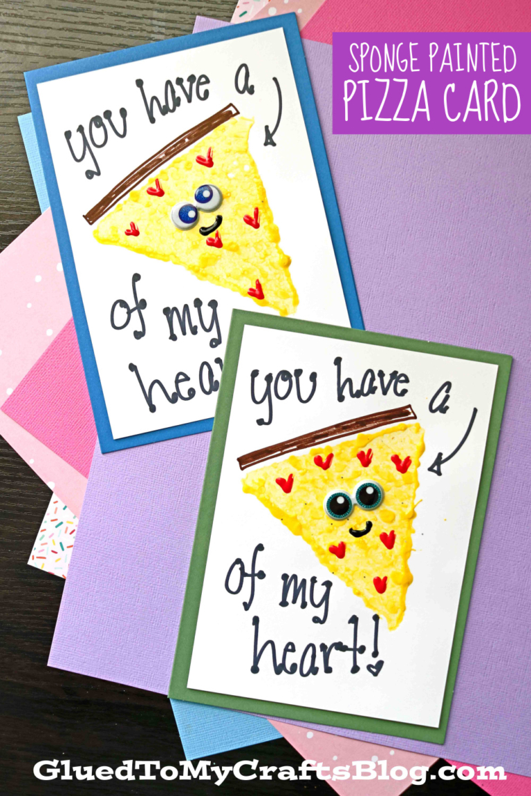 Sponge Painted Pizza Card Craft Idea For Kids