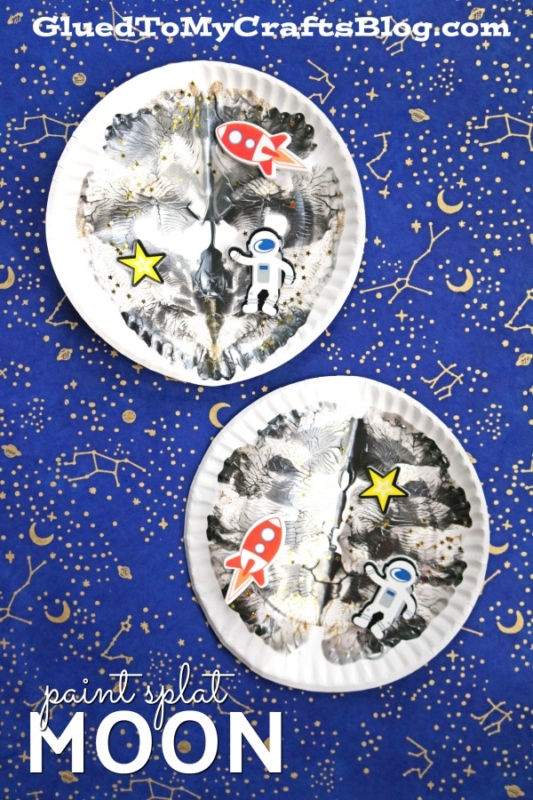 Paper Plate Paint Splat Moon Craft