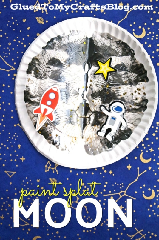 Paper Plate Paint Splat Moon Craft