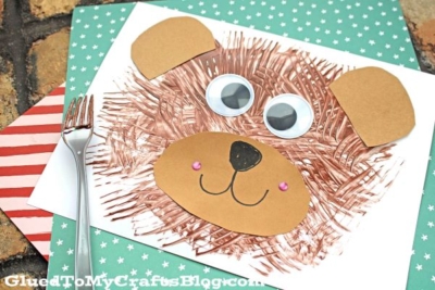 Fork Painted Bear Craft Idea For Kids