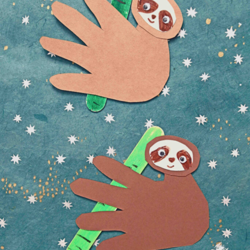 Paper Sloth on Popsicle Stick Bamboo Craft Idea