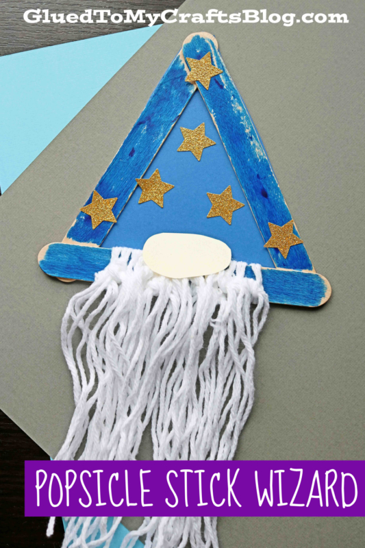 Popsicle Stick Wizard Hat w/Yarn Beard - Craft Idea