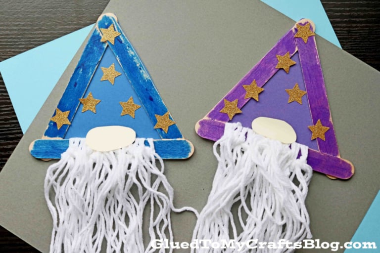 Popsicle Stick Wizard Hat w/Yarn Beard - Craft Idea