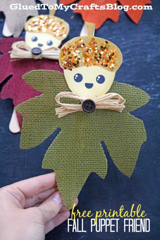 Acorn & Leaf Puppet Craft Idea