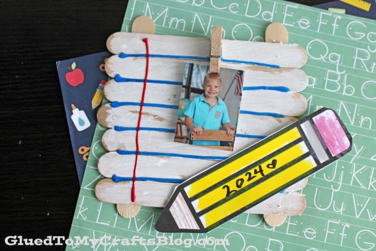 Popsicle Stick Notebook Paper Back to School Picture Frame