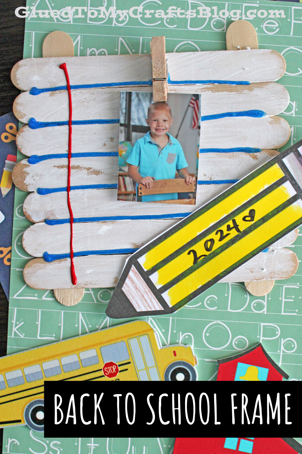 Popsicle Stick Notebook Paper Back to School Picture Frame