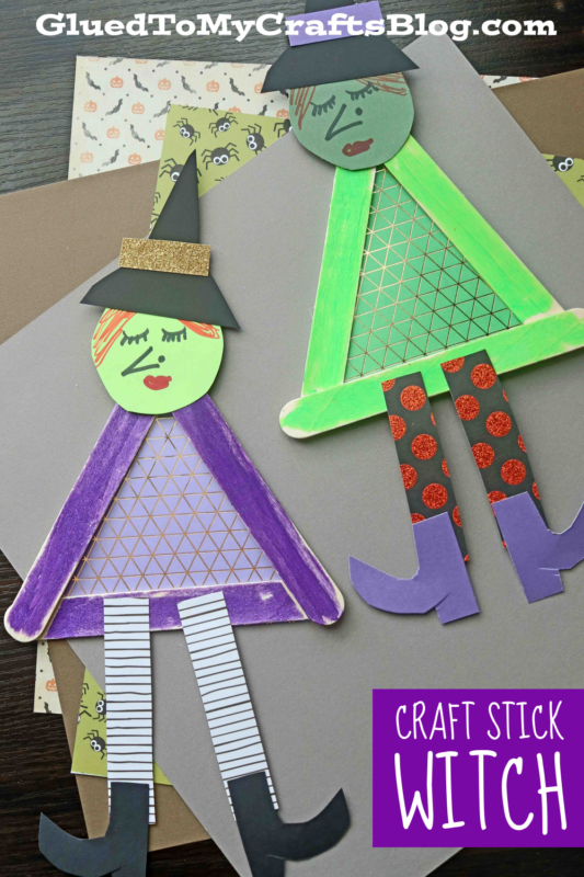 Popsicle Stick Witch Craft Idea For Halloween