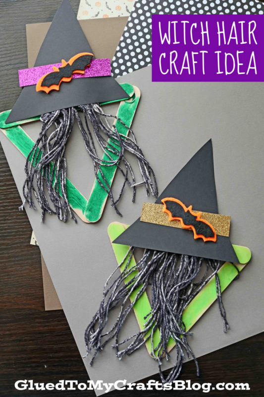 Popsicle Stick & Yarn Witch Craft For Halloween