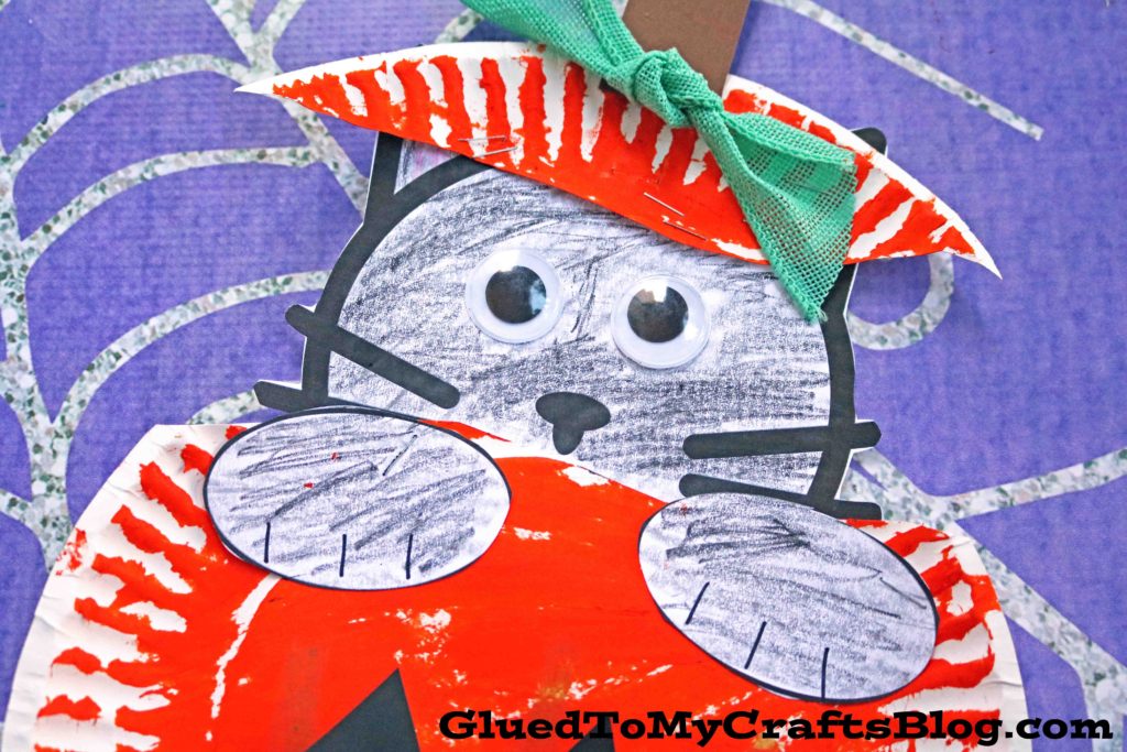 Paper Plate Black Cat In Pumpkin Craft For Halloween