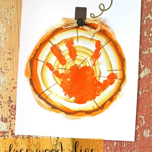 Handprint Wood Slice Pumpkin Keepsake
