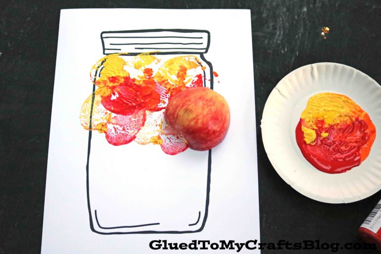 Apple Stamped Mason Jar Jam Craft Idea For Kids