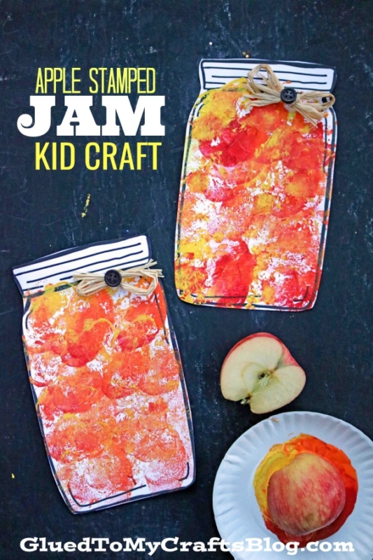 Apple Stamped Mason Jar Jam Craft Idea For Kids
