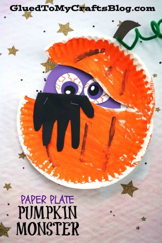 Paper Plate Pumpkin Monster Craft Idea For Halloween