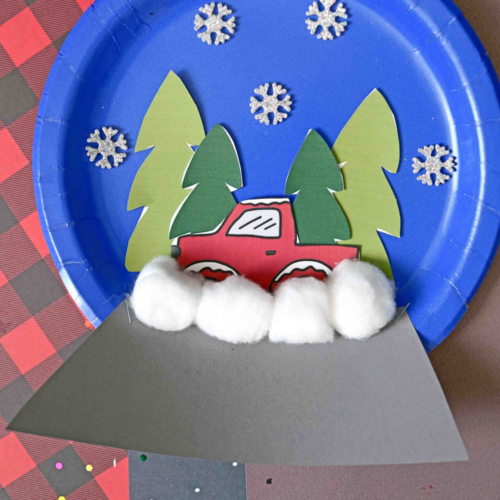 Paper Plate Red Truck Christmas Snow Globe Craft Idea