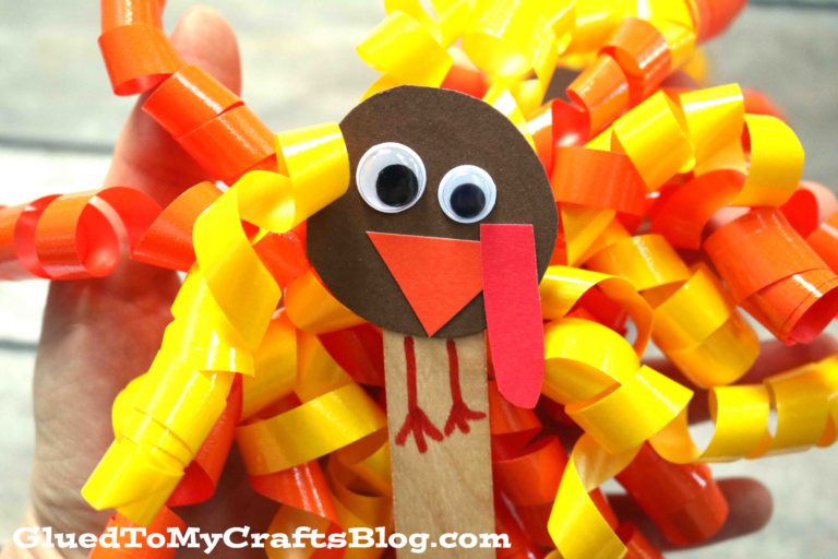 Curling Ribbon Feathered Turkey Puppet Fun for Kids