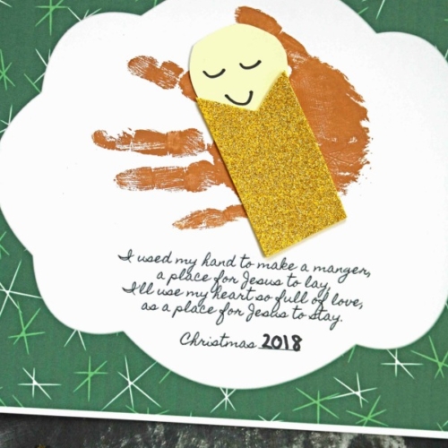 Handprint Baby Jesus In A Manger Keepsake