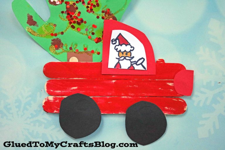 Popsicle Stick Christmas Truck Craft Idea For Kids