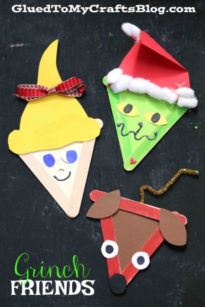 Popsicle Stick Grinch & Friends Craft Idea