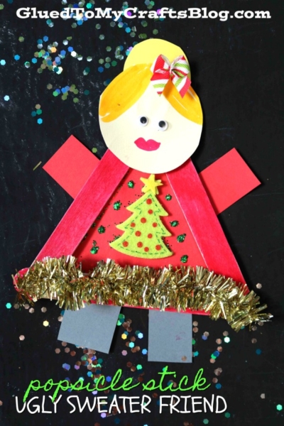 Popsicle Stick Ugly Sweater Craft Idea For Christmas